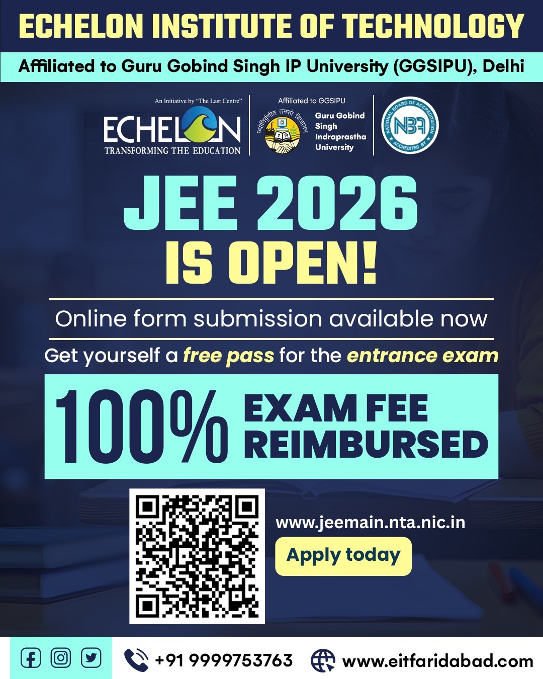 JEE Main 2026: Get 100% Exam Fee Reimbursement at Echelon Institute of ...